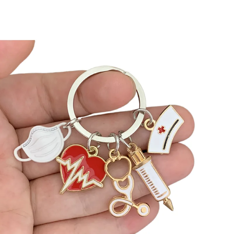 Nurse-Doctor-Mask-Keychain-Medical-Ambulance-Key-Ring-Syringe-Syringe ...