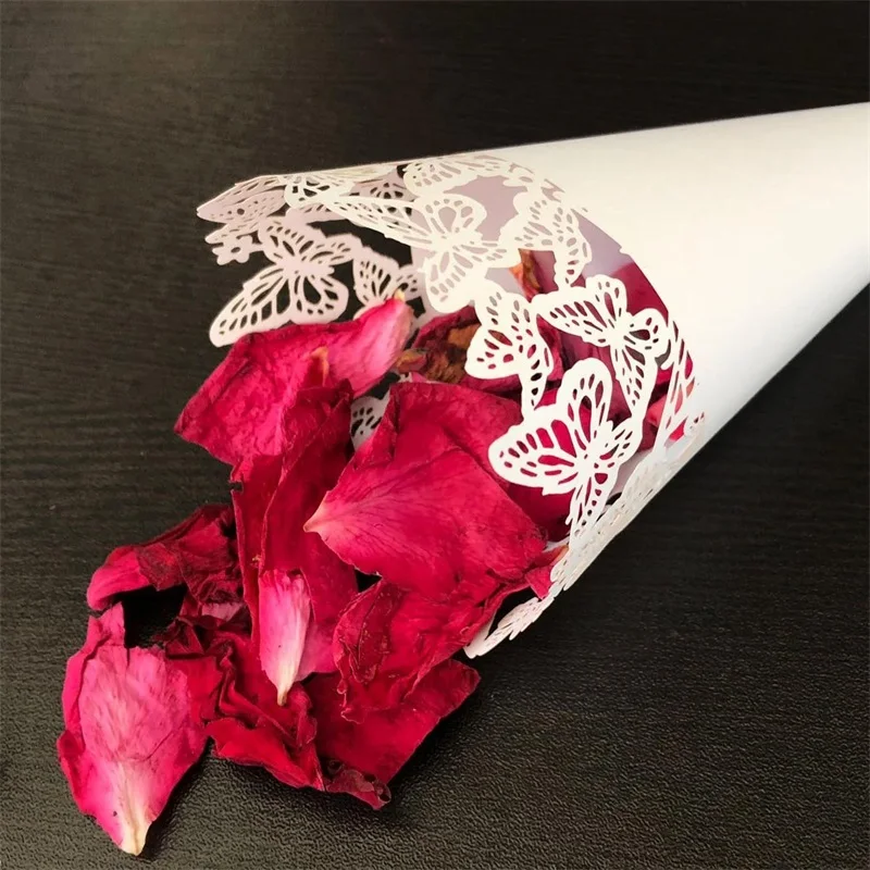 Butterfly Lace Paper Cone Wedding Decor Flower Petal Paper Cones For ...