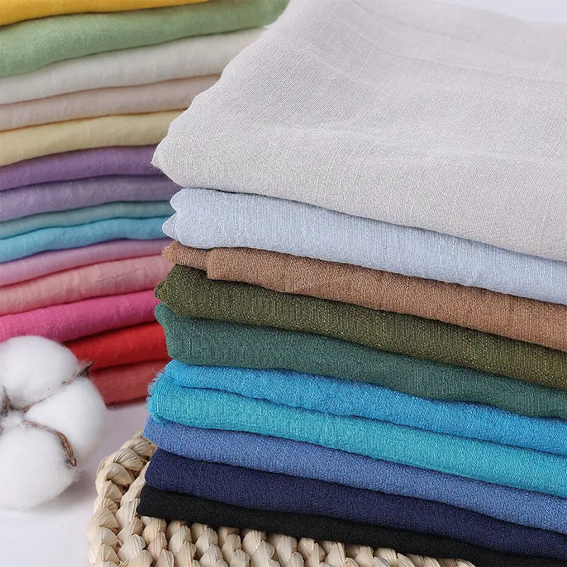 Solid Color Cotton Linen Fabric Thin Breathable Dress Shirt Clothing ...