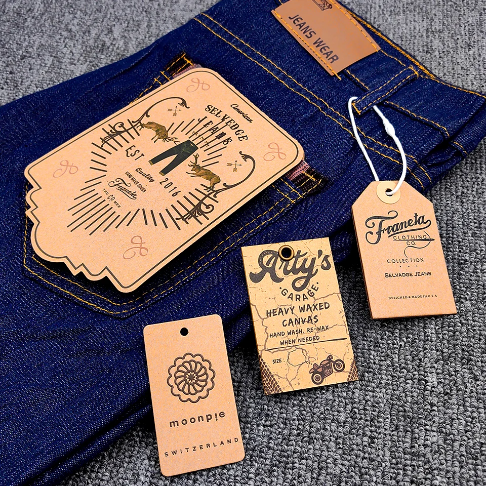 Custom-Eco-friendly-Kraft-Paper-Jeans-Pocket-Labels-Debossed-Logo ...