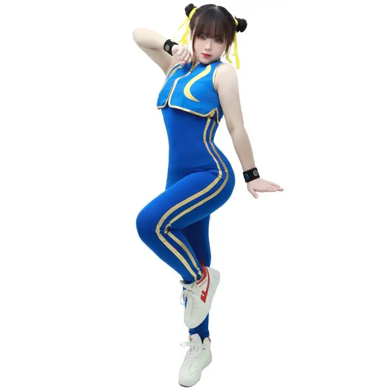 Jogos de dazcos chun li cosplay traje azul bodysuit jogo batalha bodysuits feminino meninas chun ...