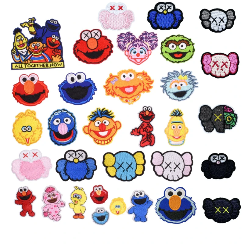 Anime Sesame Street Patches COOKIE MONSTER ELMO BIG BIRD Cartoon Iron ...