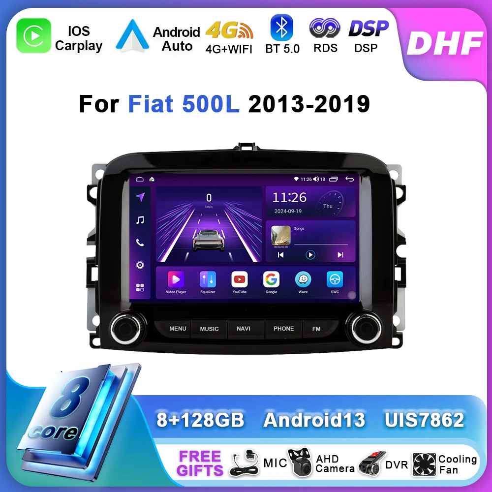 7 inch Android Auto Radio For Fiat 500L 2013-2019 Car Navigation Stereo ...