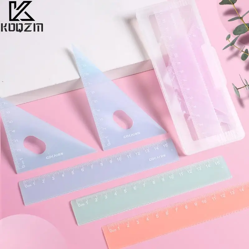 Transparent-Jelly-colored-Plastic-Ruler-Set-Children-Ruler-Triangle ...