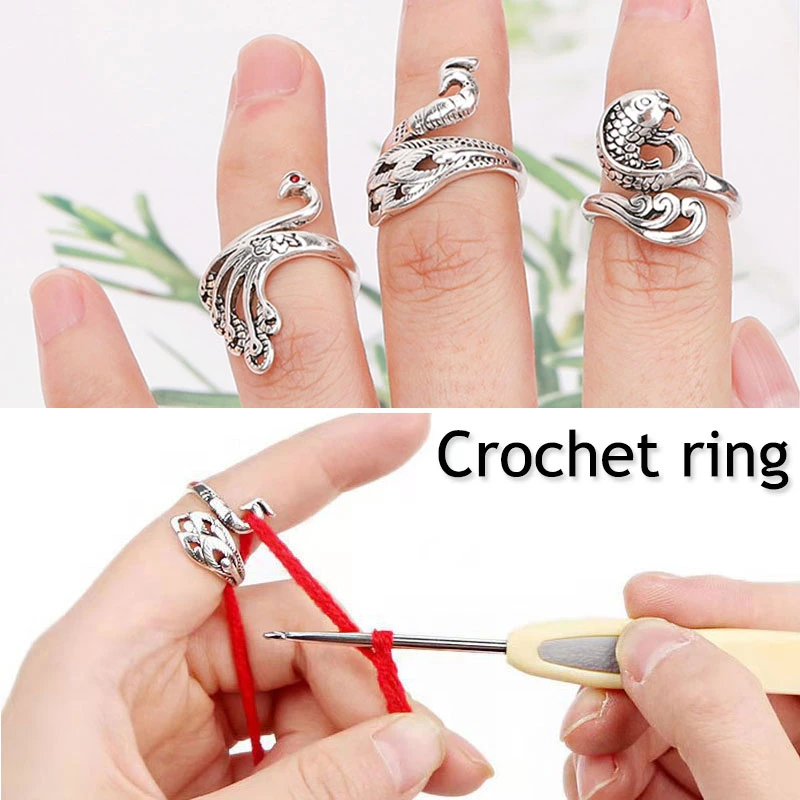 New DIY Knitting Loop Crochet Tool Multi Style Ring Finger Wear Thimble ...