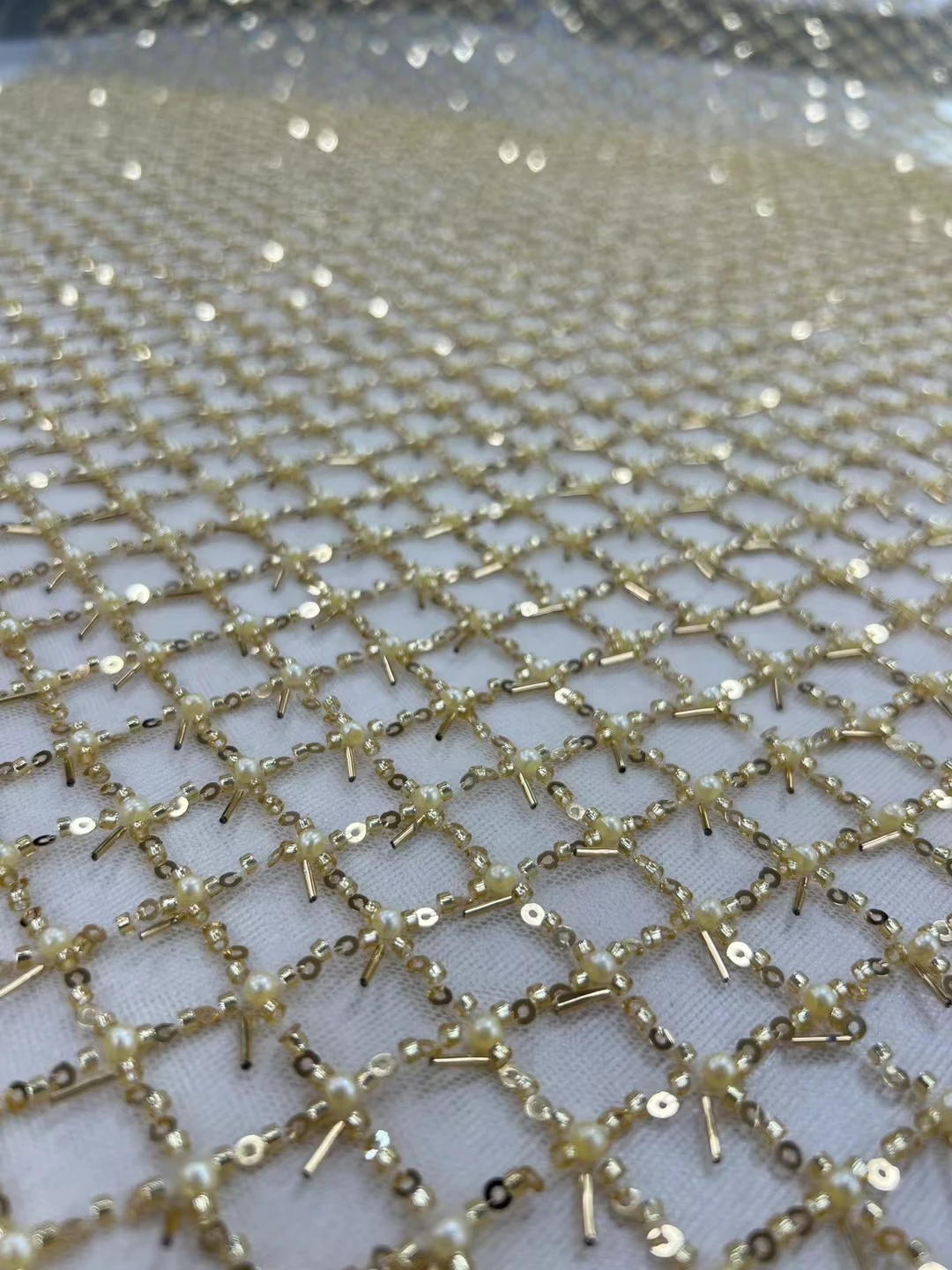 Sutra-tela-bordada-hecha-a-mano-con-lentejuelas-de-encaje-de-red-para ...