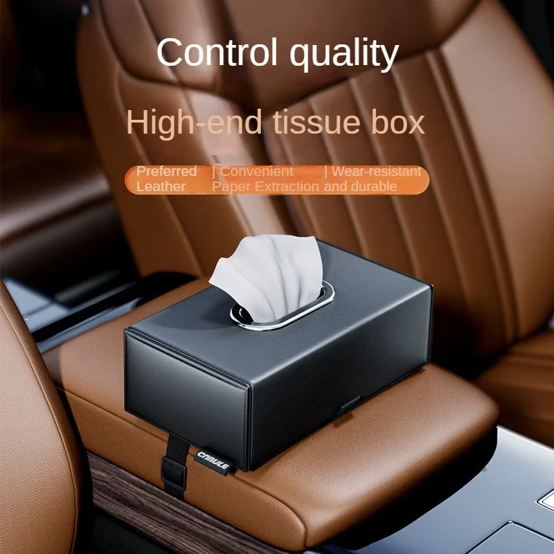1pc PU Leather Car Tissue Box - Elegant Stitching, Durable Armrest ...