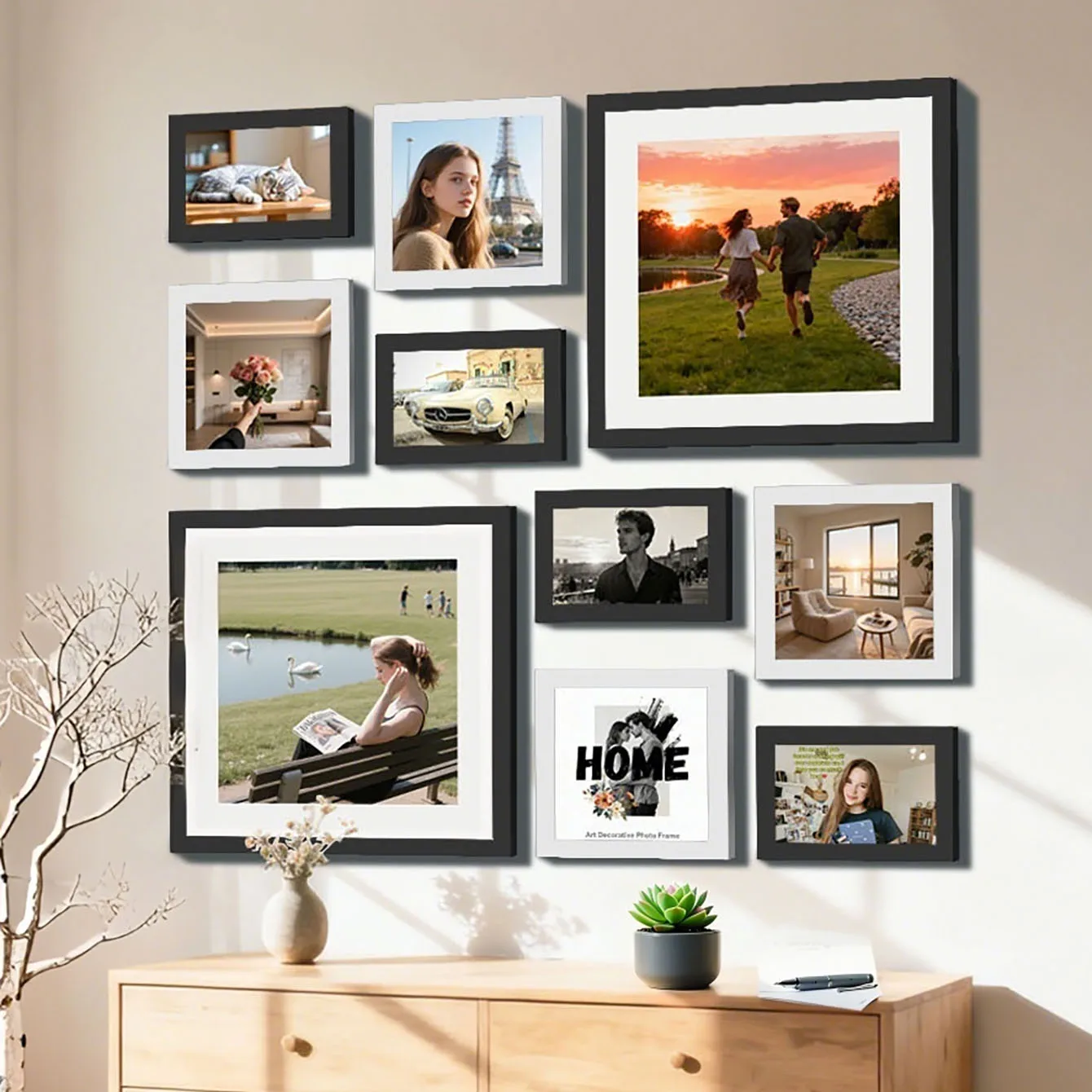10Pcs/Set Wood Photo Frames For Pictures Wall Frame Decor Picture Frame ...