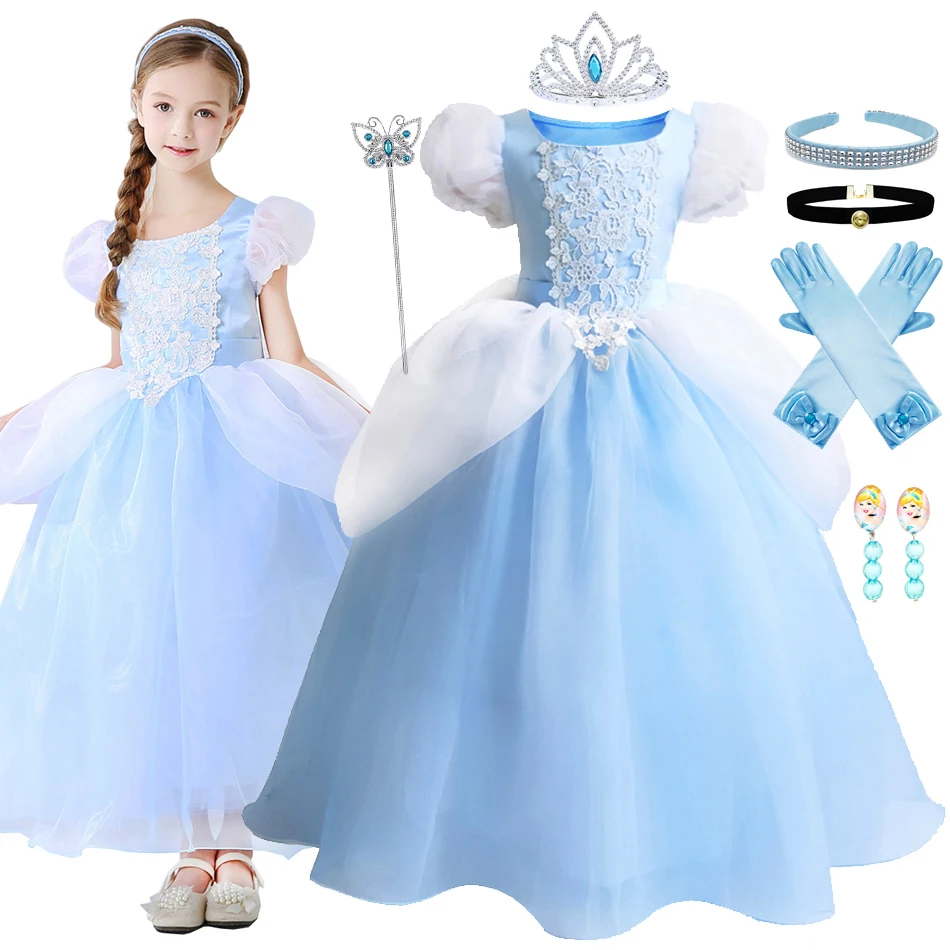 Girls Princess Cosplay Cinderella Costume Kids Children Vestidos Party ...