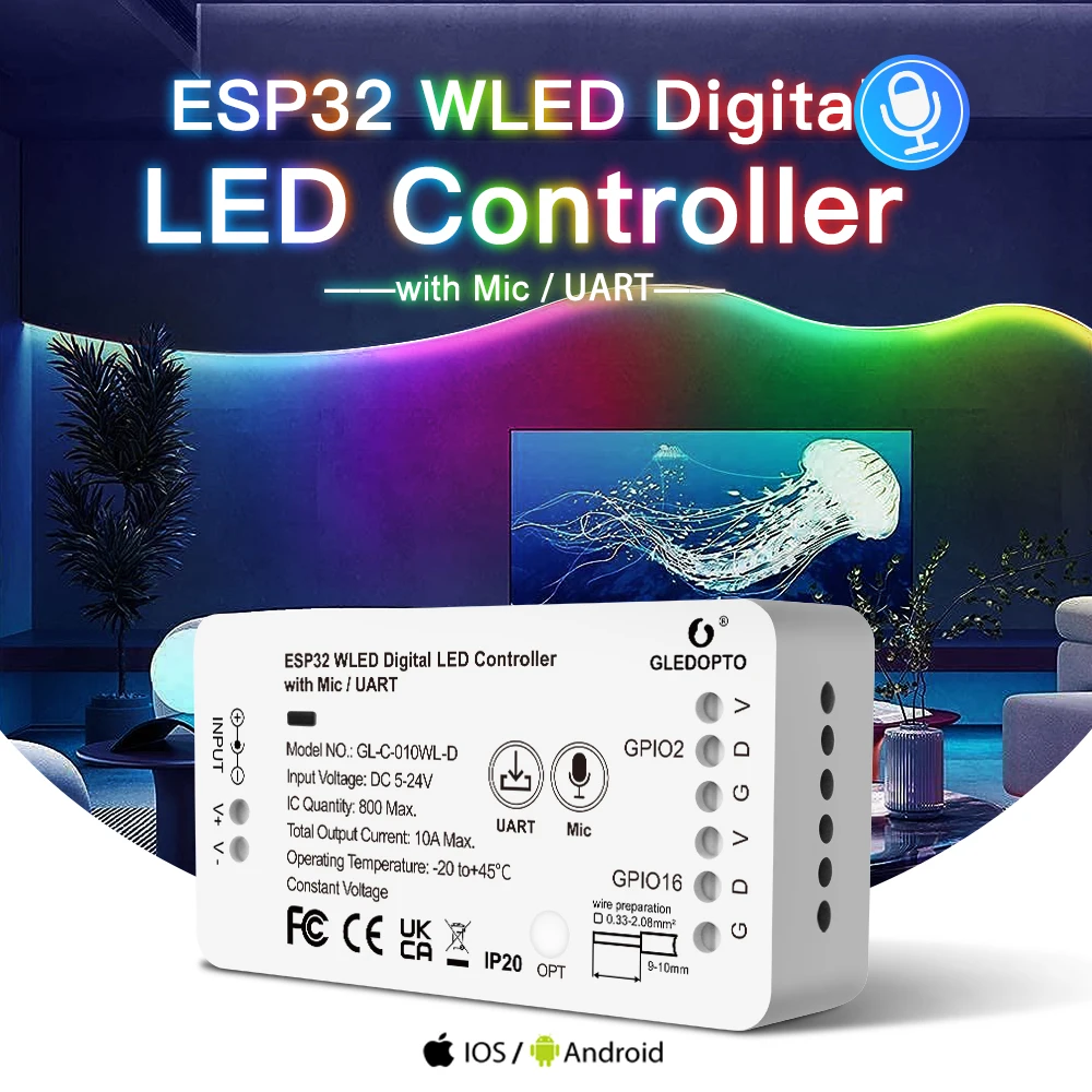 ESP32-WLED-RGBW-Digital-Strip-Voice-Controller-Support-WS2811-SK6812 ...