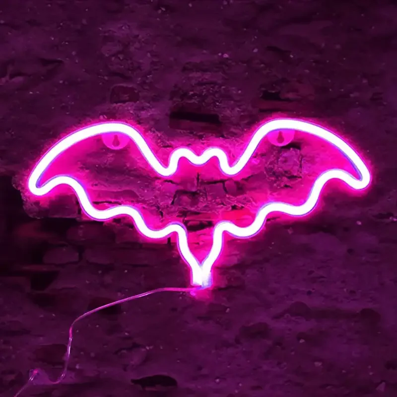 Halloween Bat LED Neon Sign USB/Battery Powered LED Light for Bedroom ...