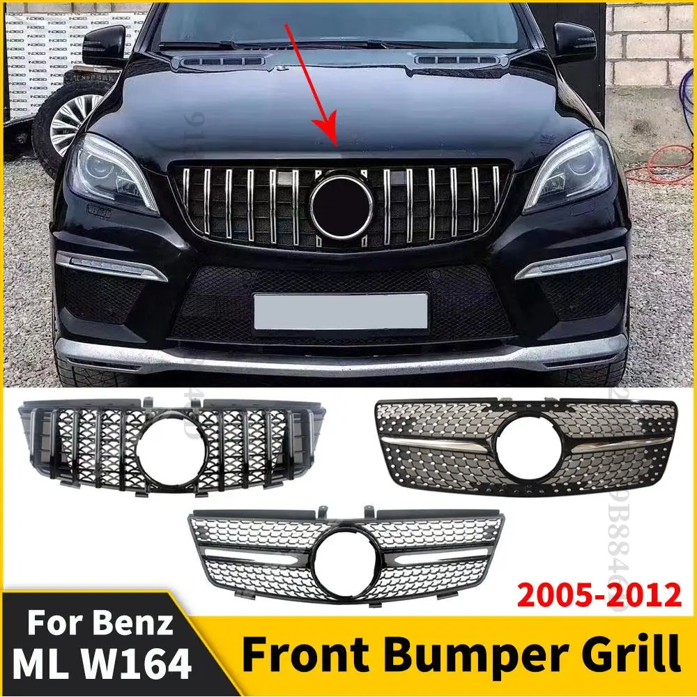 GT-Diamond-Front-Bumper-Grille-Inlet-Grill-Hood-Mesh-For-Mercedes-W164 ...