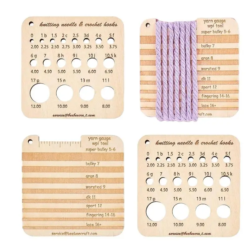 Wooden-Knitting-Needle-Gauge-Multifunctional-Square-Knitting-Measuring ...