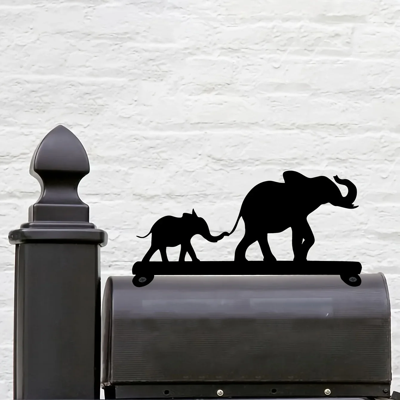 1pc-Elephant-With-Small-Elephant-Iron-Silhouette-Mailbox-Decoration ...
