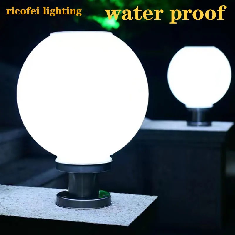 LED-Round-Ball-Stainless-Steel-Solar-Post-Lamp-Outdoor-IP65-Waterproof ...