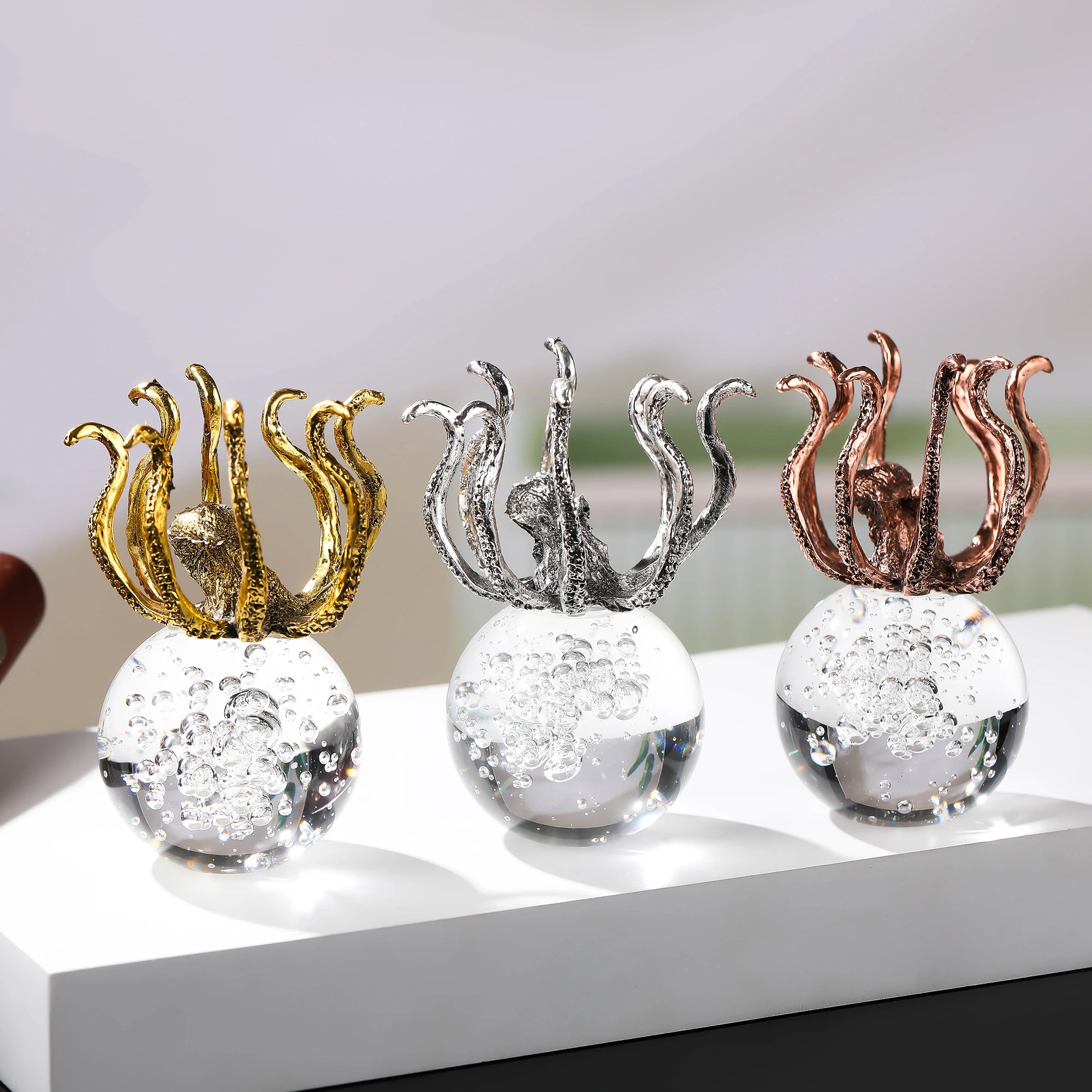 Crystal-Bubble-Ball-Octopu-Figurine-Metals-Octopus-Sea-Animal-Ornament ...