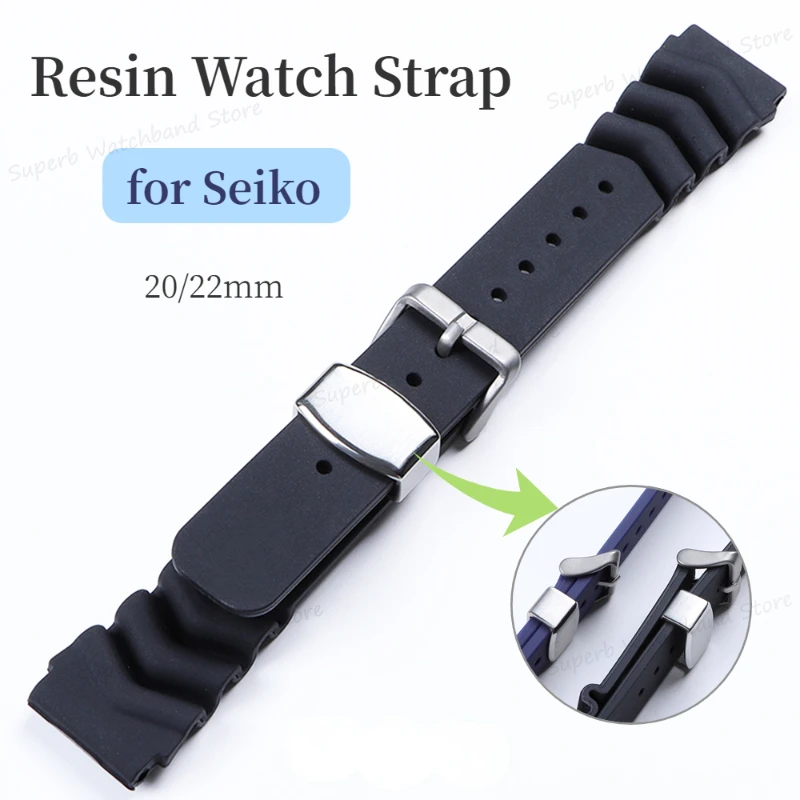 Resin Watchband 20mm 22mm for Seiko Water Ghost Diving Sport Waterproof ...