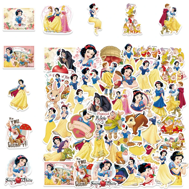 Snow-White-Princess-Stickers-Movie-50PCS-Cartoon-Anime-Decal-Skateboard ...