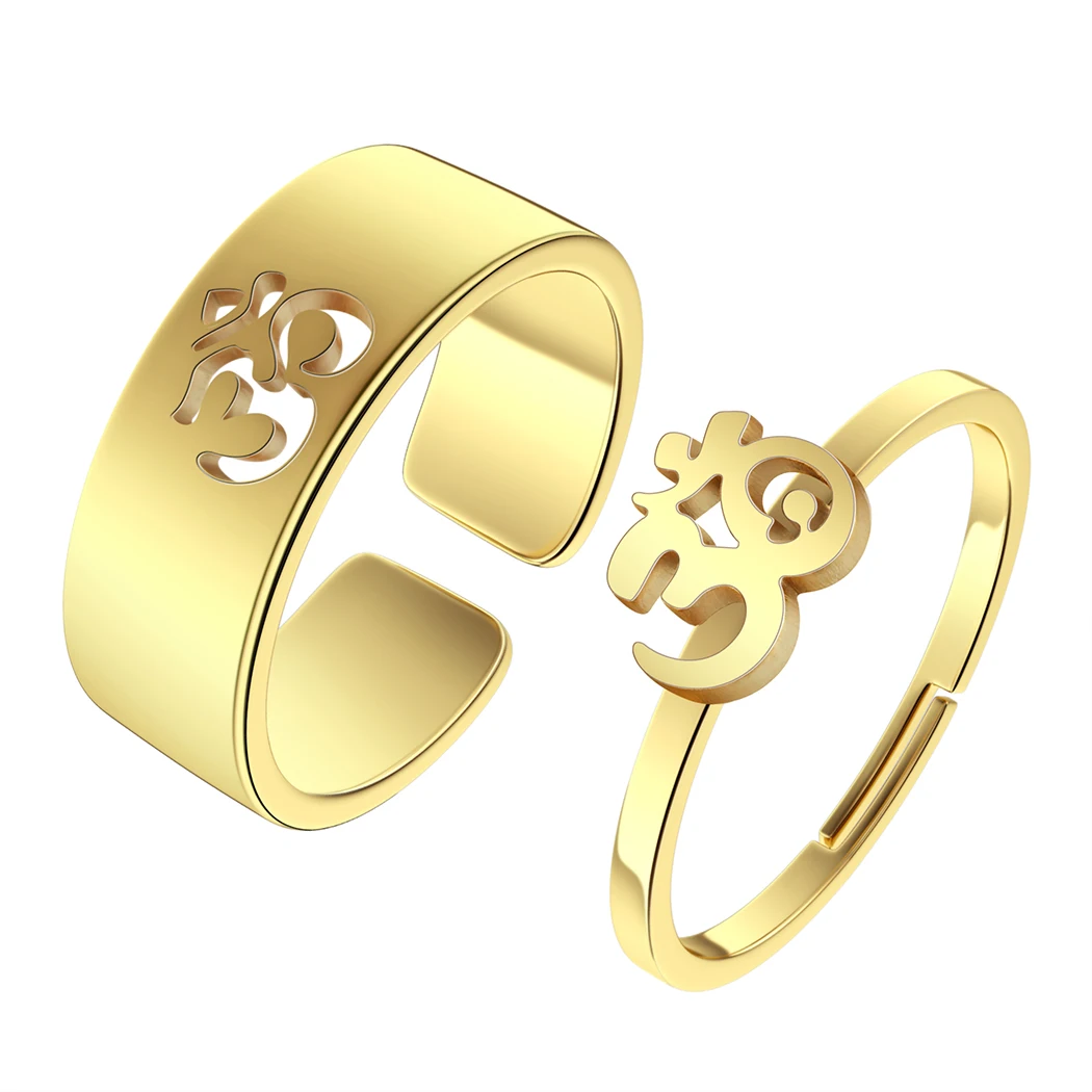 Om-Couple-Set-Rings-Adjustable-Stainless-Steel-Promise-Ring-Ohm-Ring ...