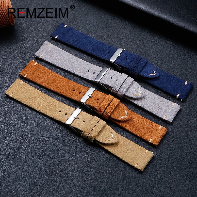 Suede-Leather-Vintage-Watch-Straps-18mm-20mm-22mm-Men-Women-Watchbands ...