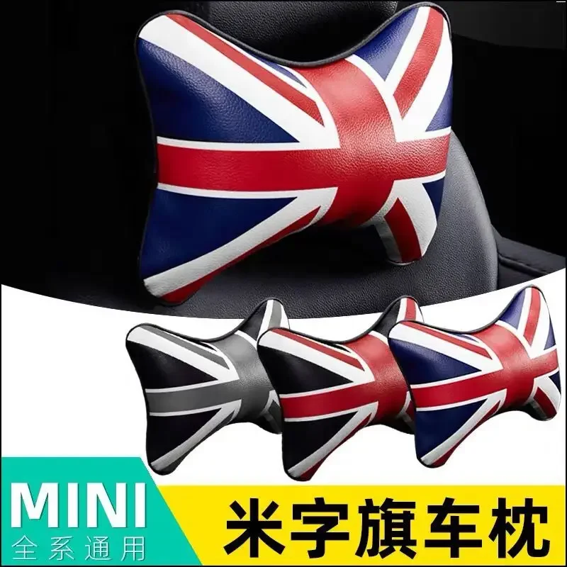 Car-Neck-Pillow-For-BMW-MINI-Cooper-PU-Leather-headrest-fit-for ...