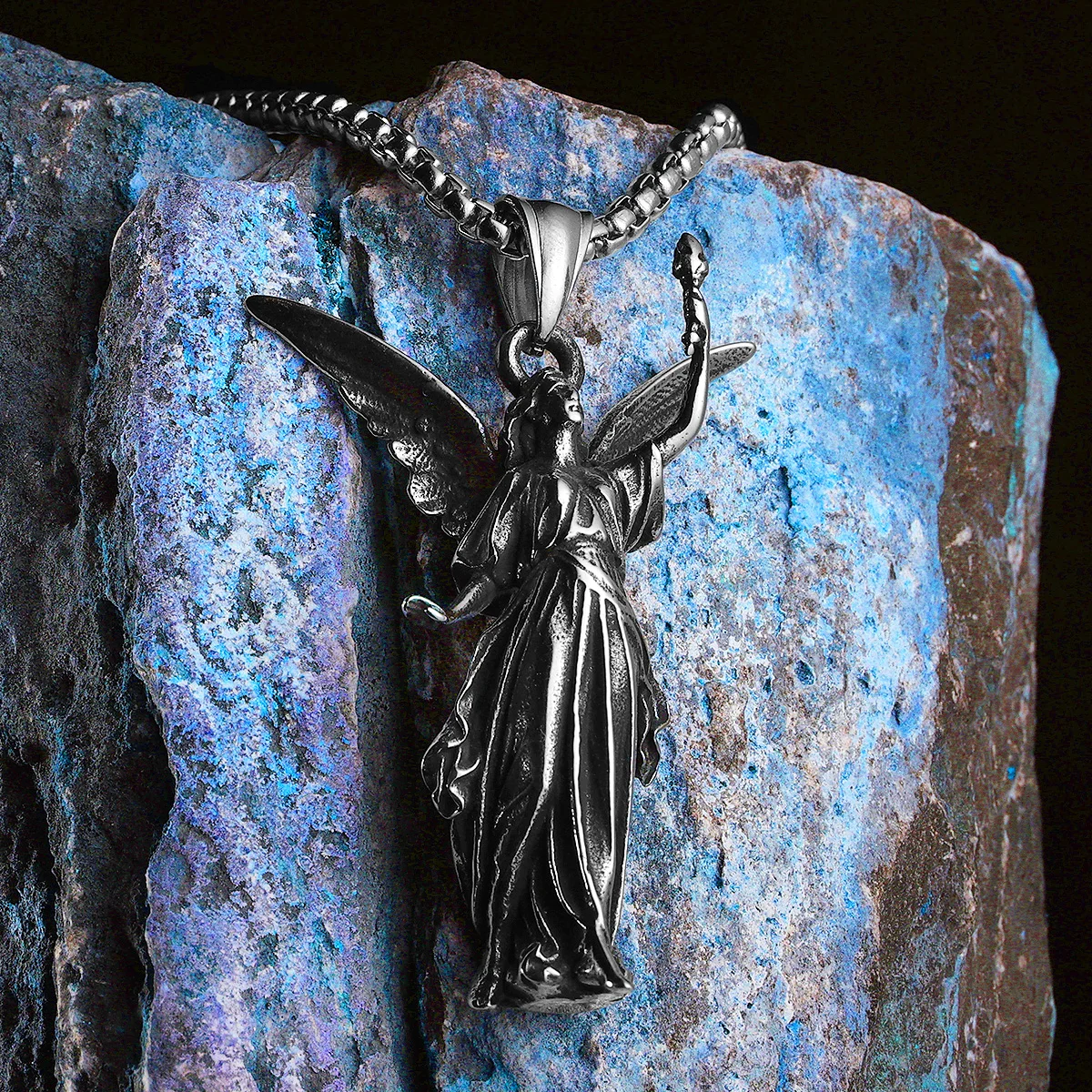 Angel Statue of Liberty Amulet Men Necklaces Stainless Steel Pendants ...