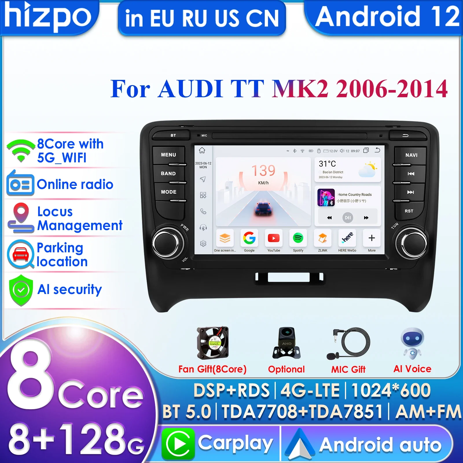 7inch-AI-Audio-2din-Android-Autoradio-for-Audi-TT-MK2-8J-2006-2014-Car ...