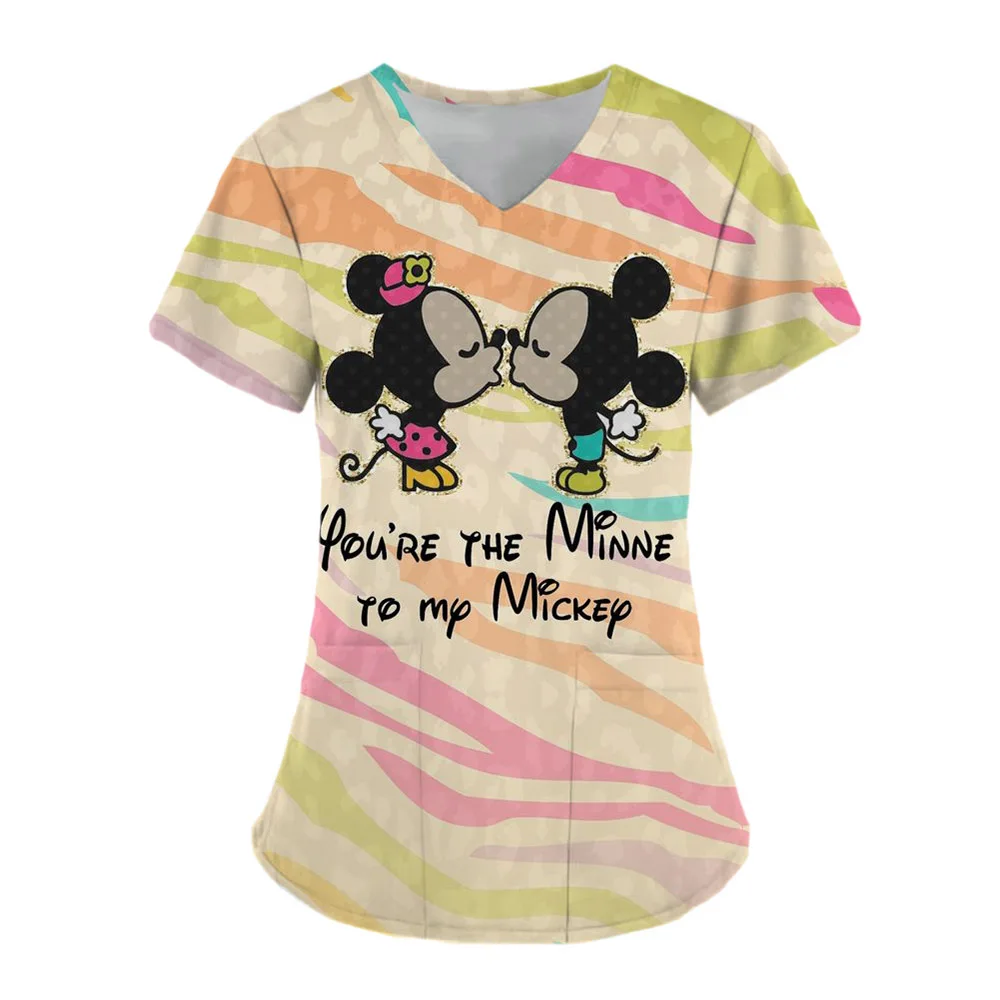 Uniforme de Disney para mujer, estampado 3D de Mickey Mouse, camisa de ...