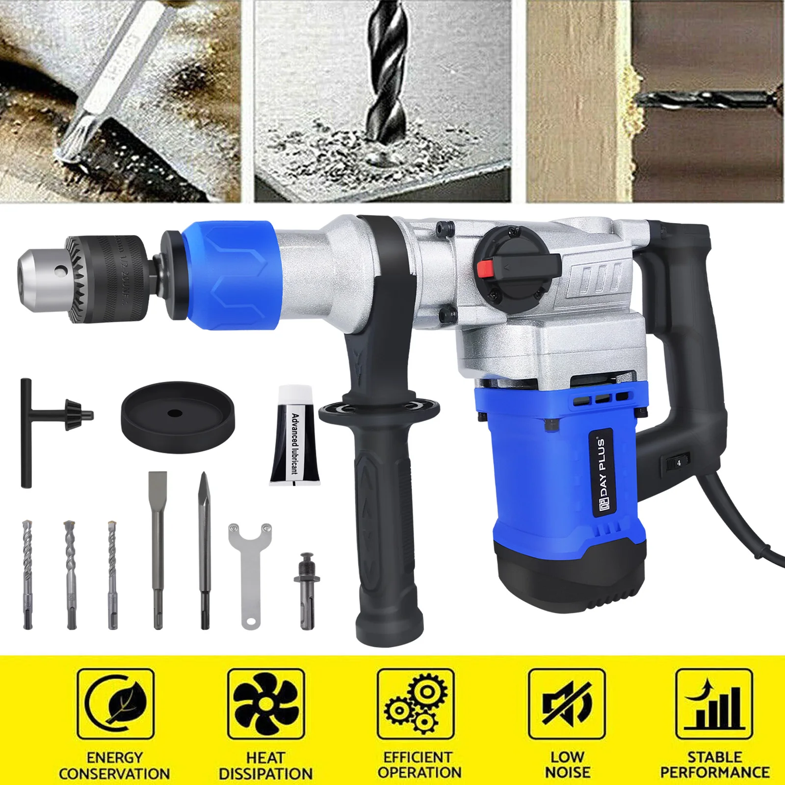 1500W-Rotary-Hammer-Drill-with-6-Adjustable-Speed-4-Function-Electric ...