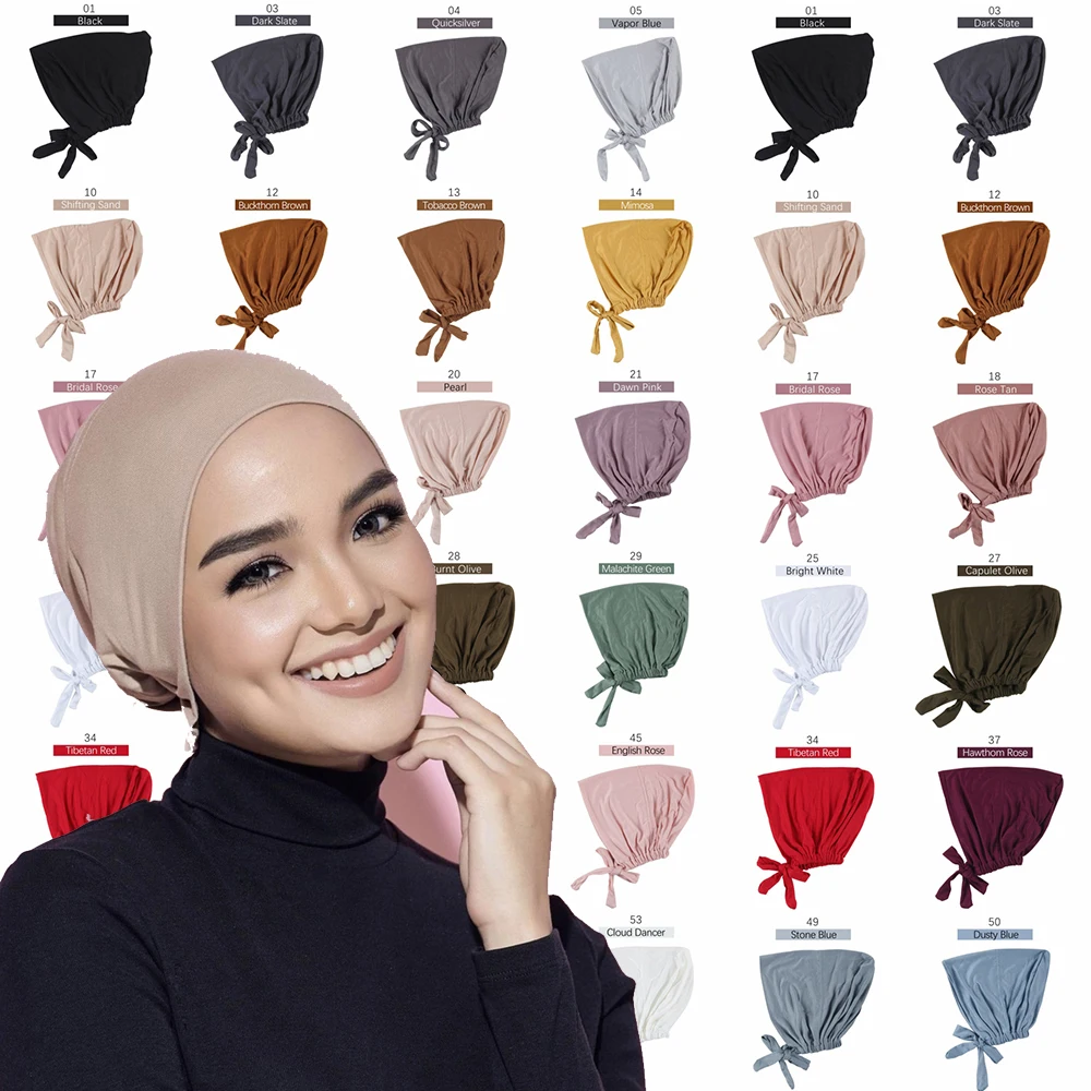 Muslim Women Inner Hijab Caps Stretch Adjustable Elastic Bonnet Tie ...