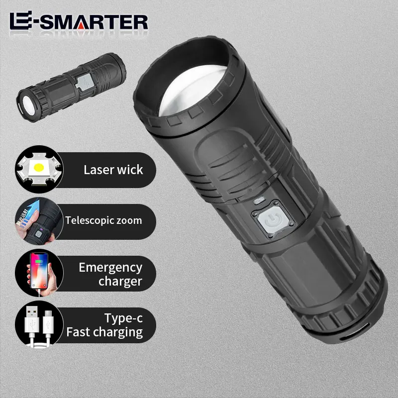 Ultra-Bright-Flashlight-ABS-Strong-Light-Focusing-Led-Flash-Light-Rechargeable-Zoom-Outdoor ...