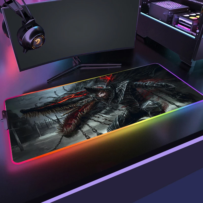 Gaming Mousepad RGB Mouse Pad Berserk Guts Game Mouse Mat Large LED ...
