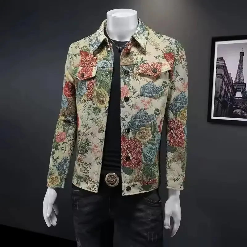 2025 spring new arrival coat male high quality casual flower pattern ...