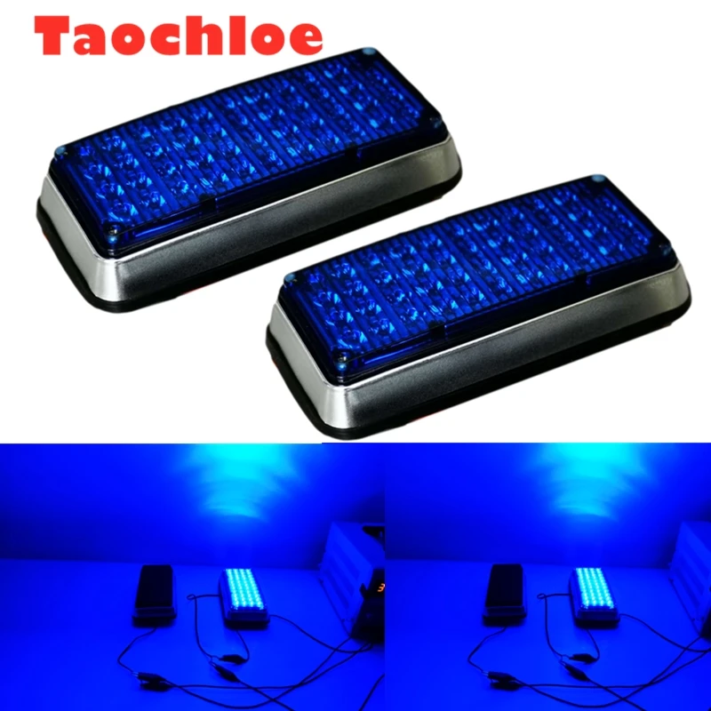1pair 44led Blue 12v 24v led flashing strobe lights for ambulance ...