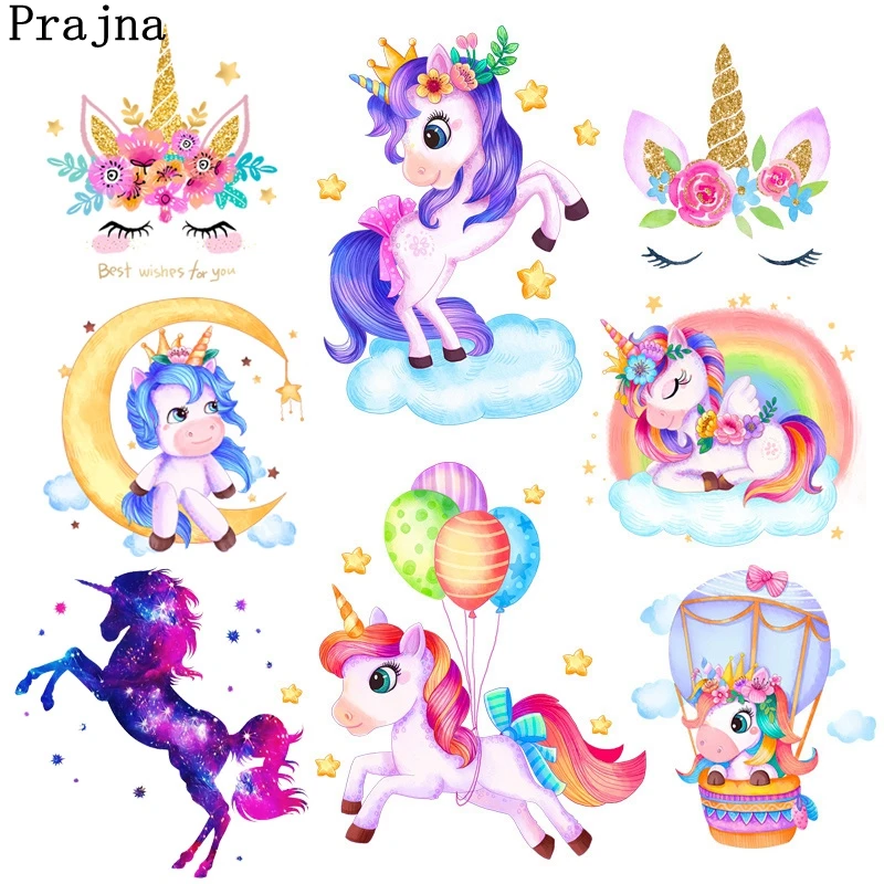 Rainbow Unicorn Applique Iron-On Transfers Patches For Clothing Animal ...