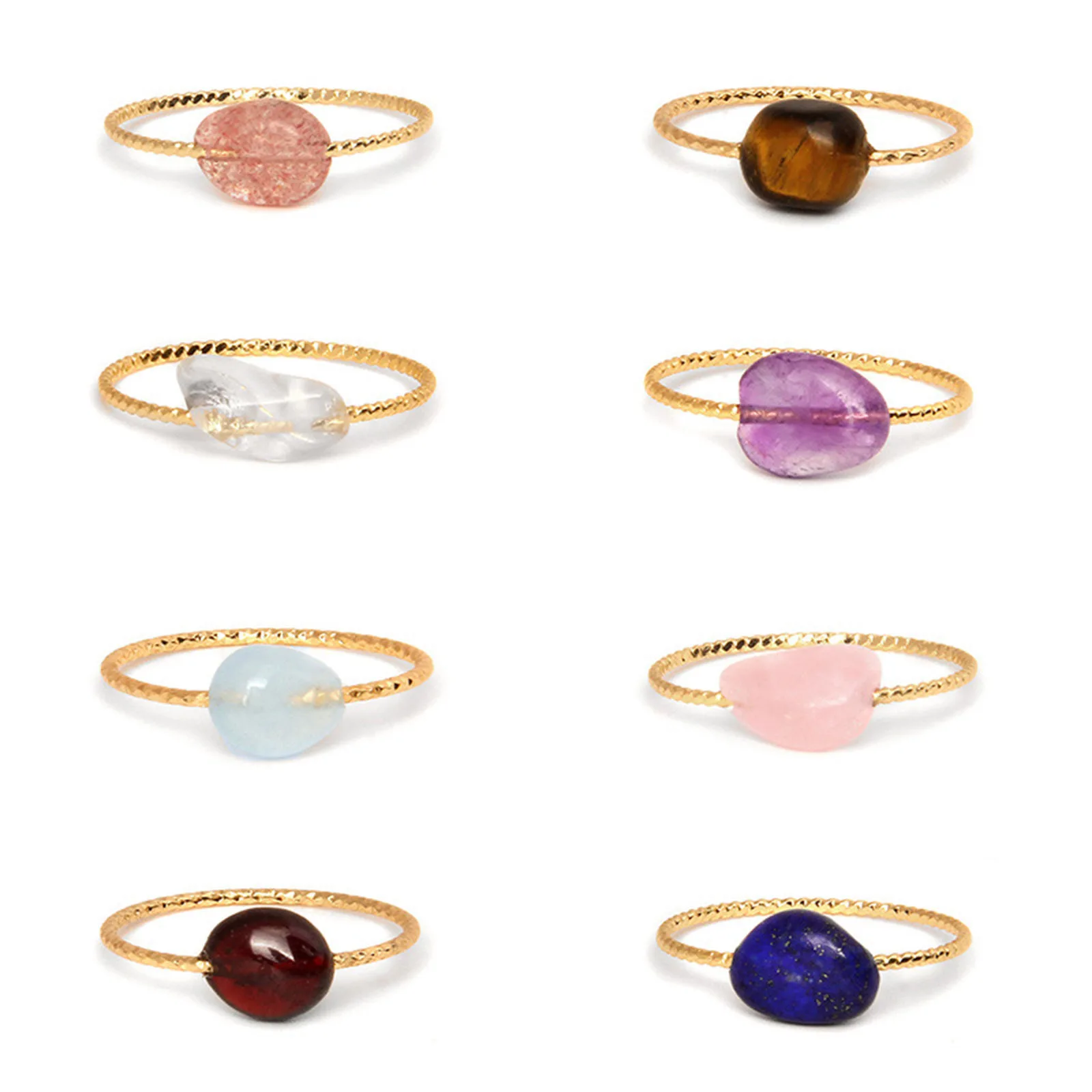 Anillos de piedra Natural para mujer, sortija de cristal Irregular ...