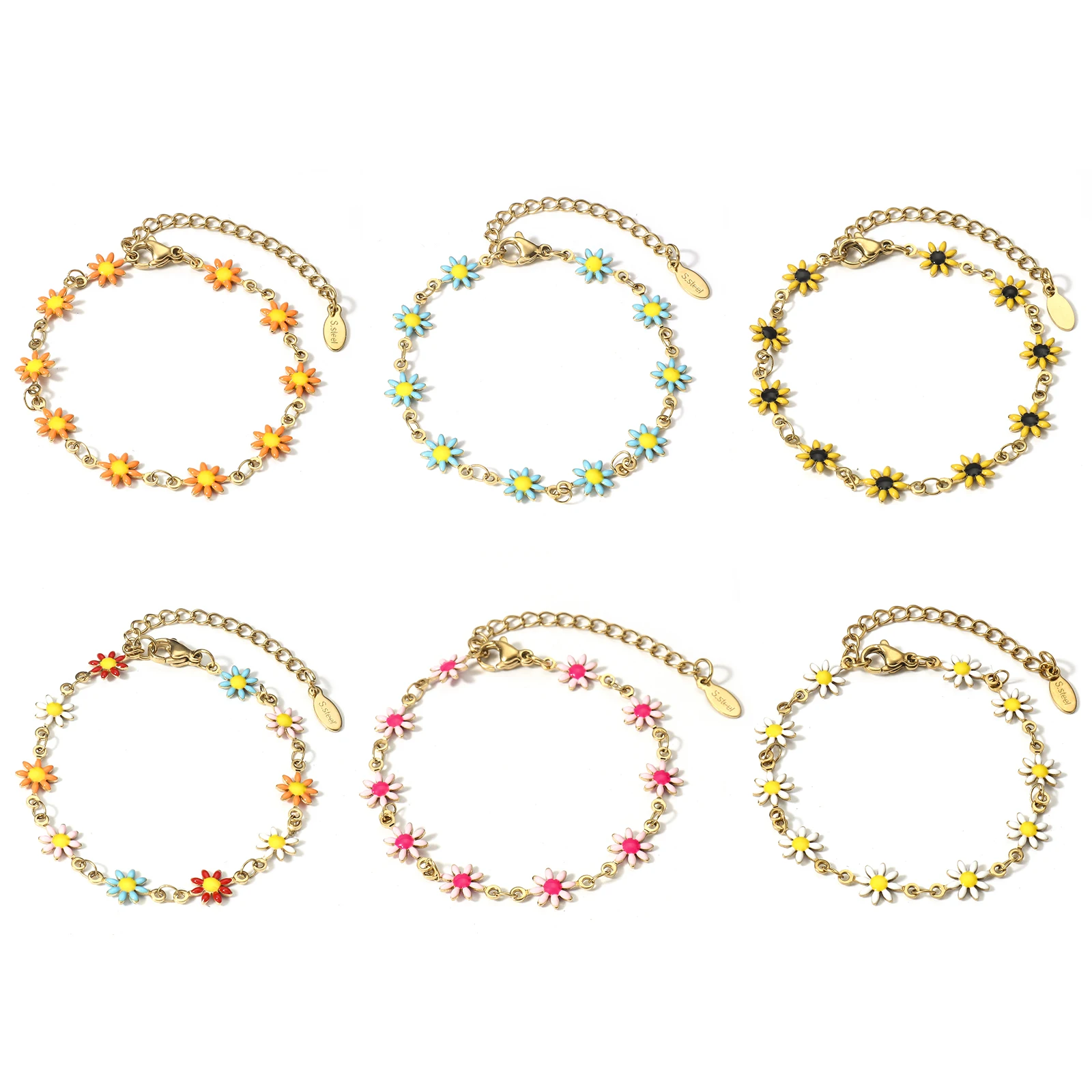 1pc-304-Stainless-Steel-Bracelets-Gold-Color-Link-Chain-Daisy-Flower ...