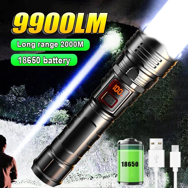 New-Outdoor-Strong-Light-Led-Zoom-Flashlights-White-Laser-High-Power ...
