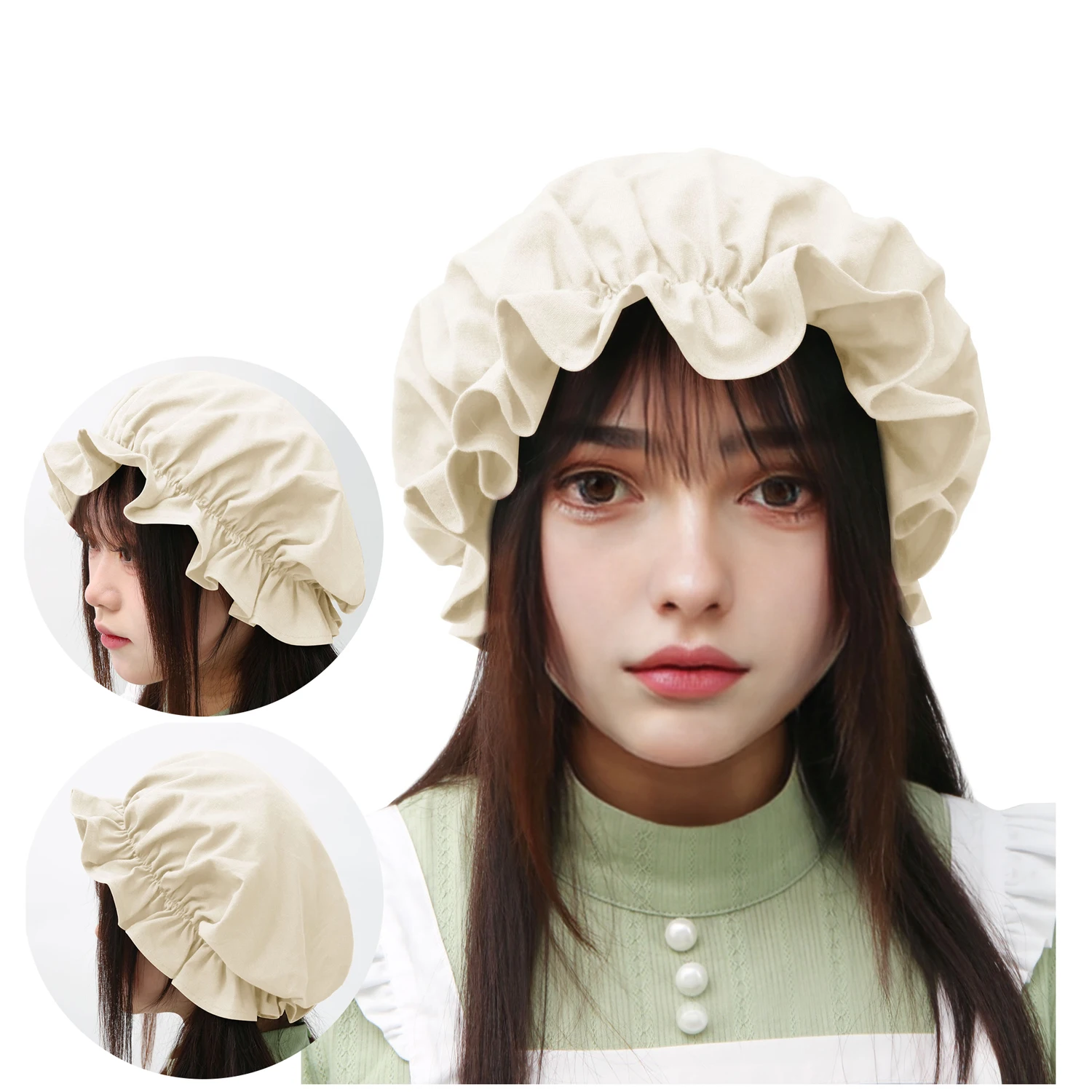 DAZCOS Medieval Mop Hat Women Nightcap Bonnet for Colonial Pioneer ...