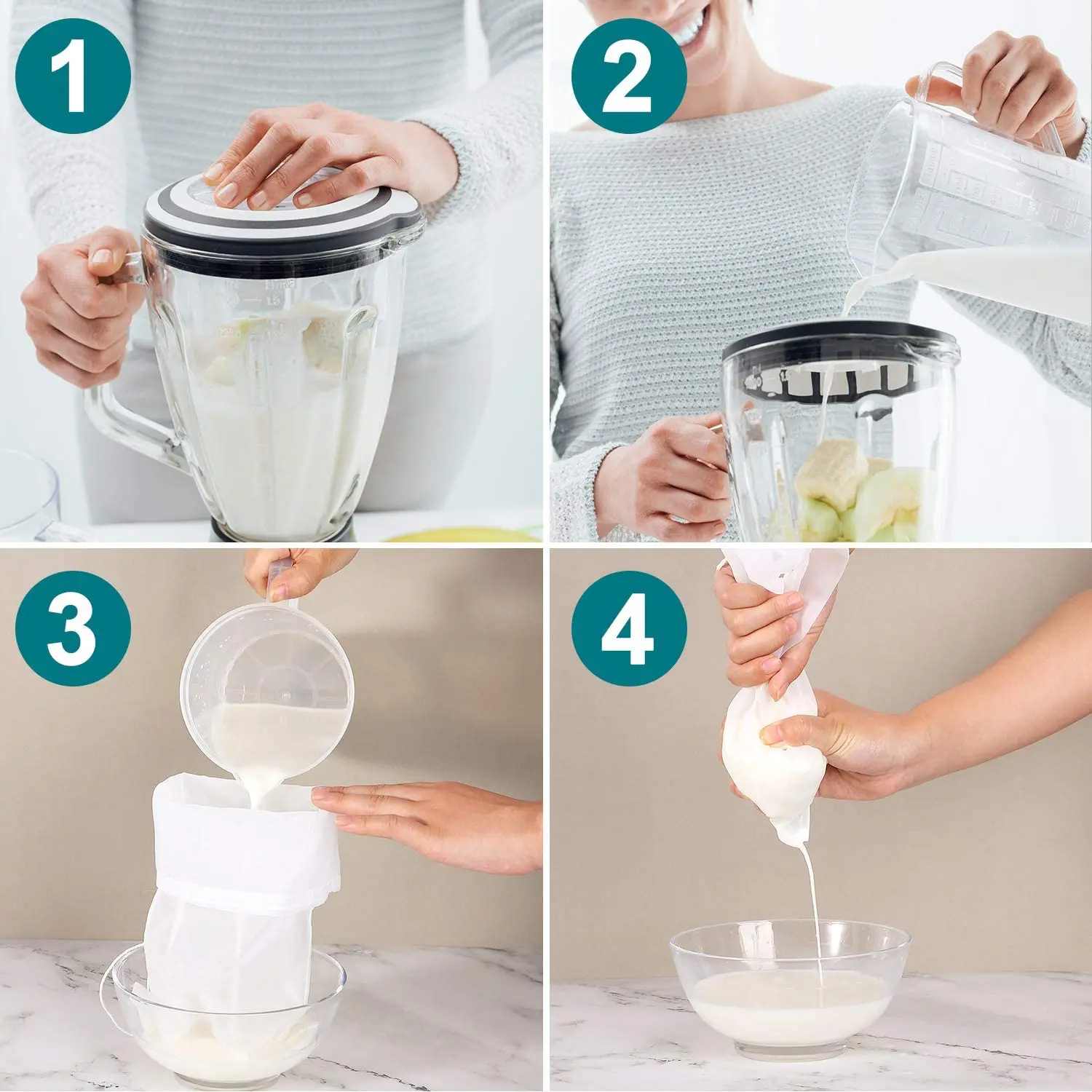 Passoire,Filtre à lait de soja, sac à lait de noix, thé, café, huile ...