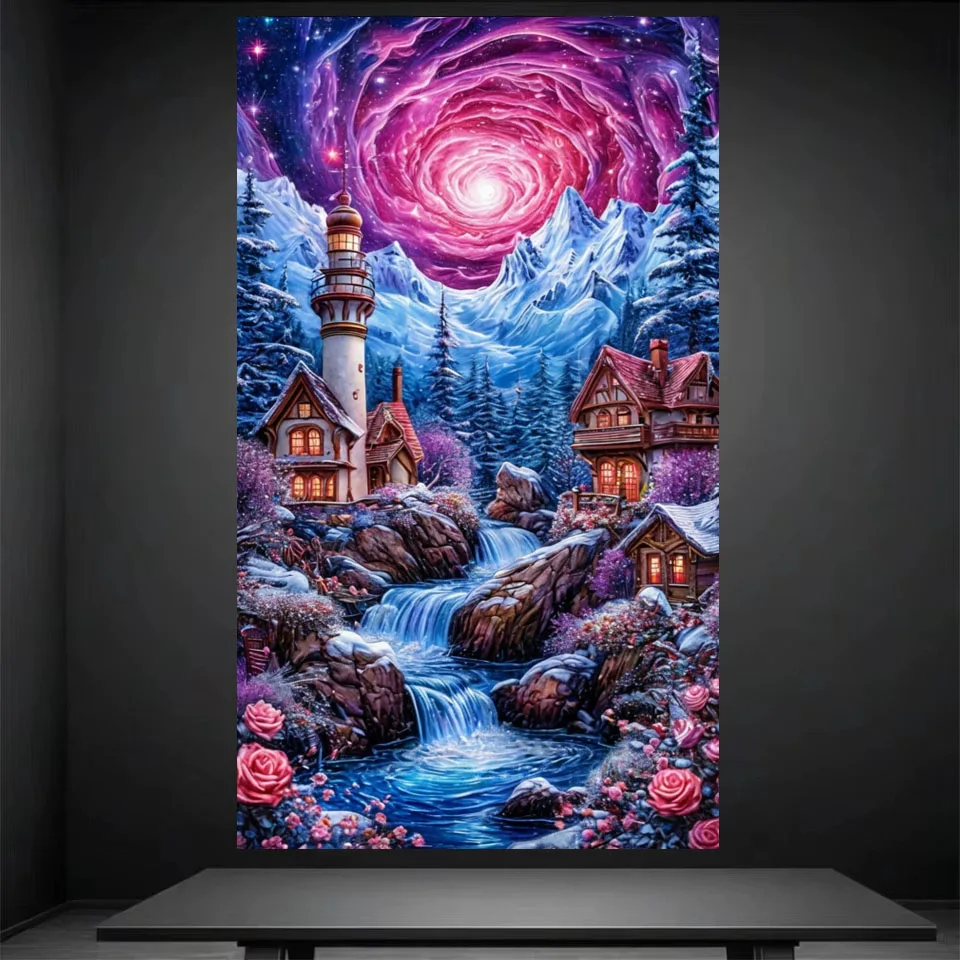 Diamond painting nouveaut é s 2025 Vibrant colors lighthouse Snow Mountain Rose Stream Landscape ...
