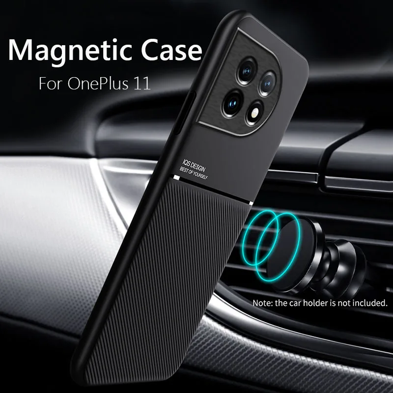For OnePlus 11 Case Car Magnetic Leather Cover Soft Frame Funda On For ...