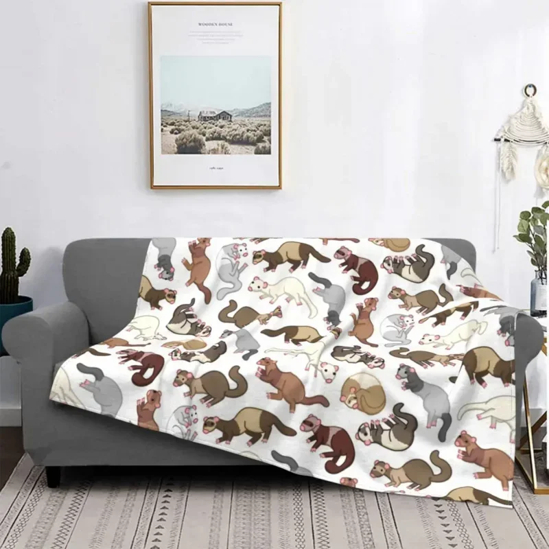 Furry-Ferrets-Cryptid-Animal-Pattern-Blanket-Fuzzy-Funny-Breathable ...