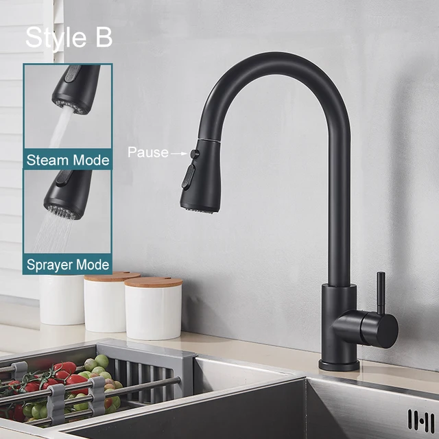 Stream & Spray Pull Out Kitchen Sink Faucet - FaucetBazaar 1