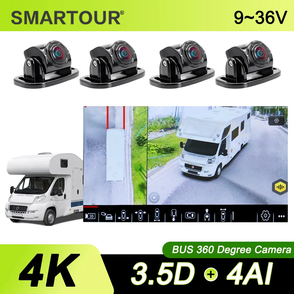 AHD 1080P 360 Degree Bird View Camera Front / Rear / Left / Right 3.5D ...