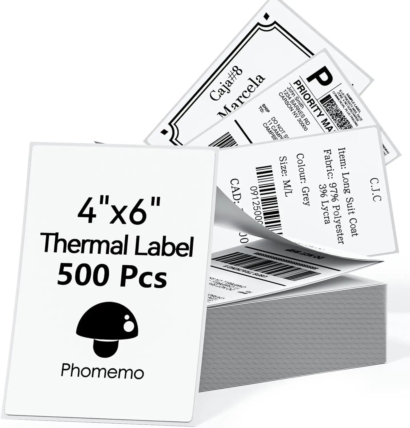 Pack-of-500-Fan-Fold-Labels-Phomemo-4x6-Thermal-Paper-Printer-Label ...