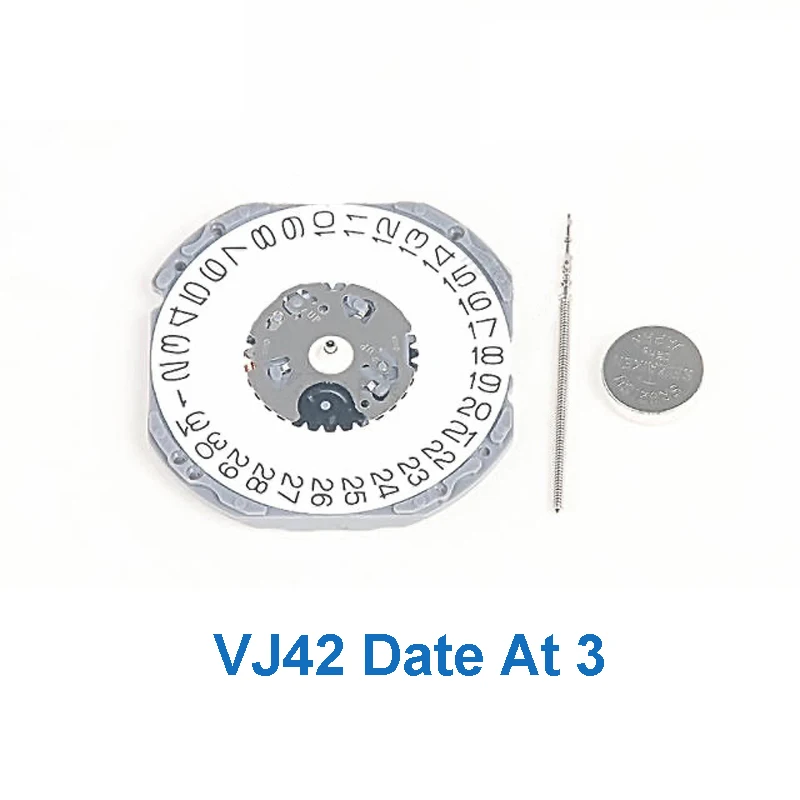 VJ42 무브먼트 일본 새로운 오리지널 VJ42B 쿼츠 무브먼트 3/6 시계 무브먼트 액세서리의 3손 날짜 ...
