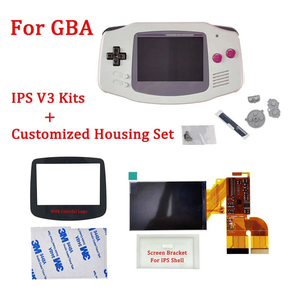 Nova concha snes com ips v3 kits de tela lcd substituição para gba ...