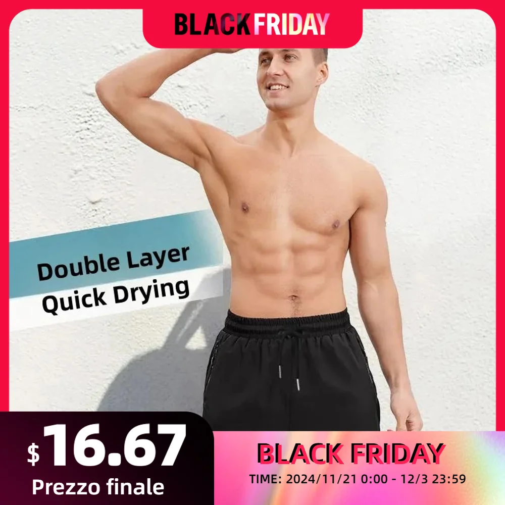 Swimming-Shorts-Pant-Double-Layer-Anti-Awkward-Loose-Quick-Dry ...