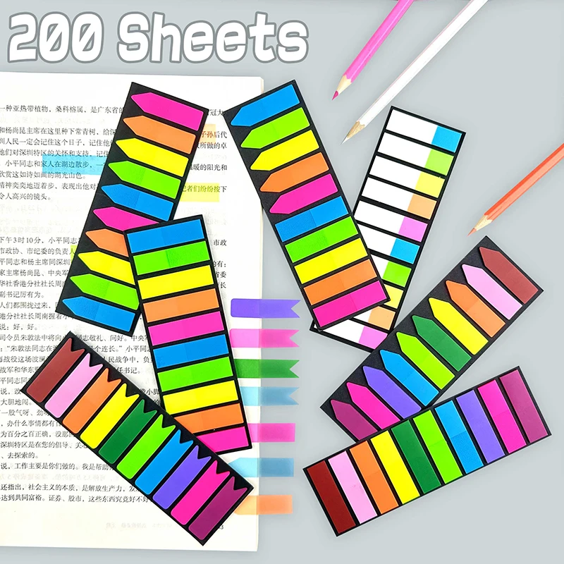 Color-200-Sheets-Self-Adhesive-Memo-Pad-Sticky-Notes-Bookmark-Point-It ...